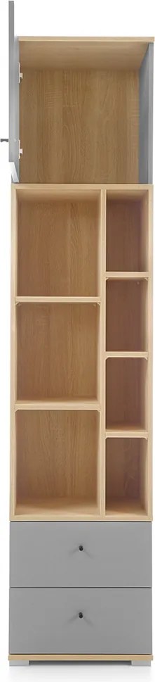 Regál ORO OR3 | 45 cm | se zásuvkami a policemi | šedá/dub piškotový