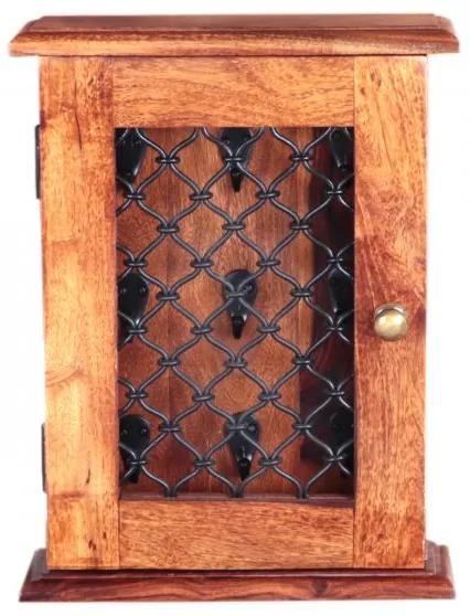 Indický nábytek - Skříňka na klíče 30x40x10 Jali z indického masivu palisandr Natural