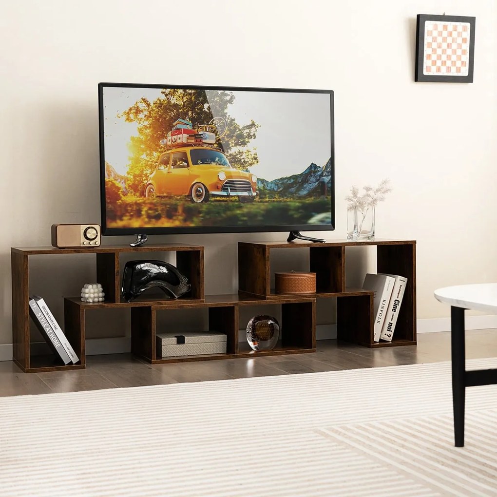 Costway 3dílná dřevěná TV skříňka pro TV do 65" Volně kombinovatelný TV – hnědý