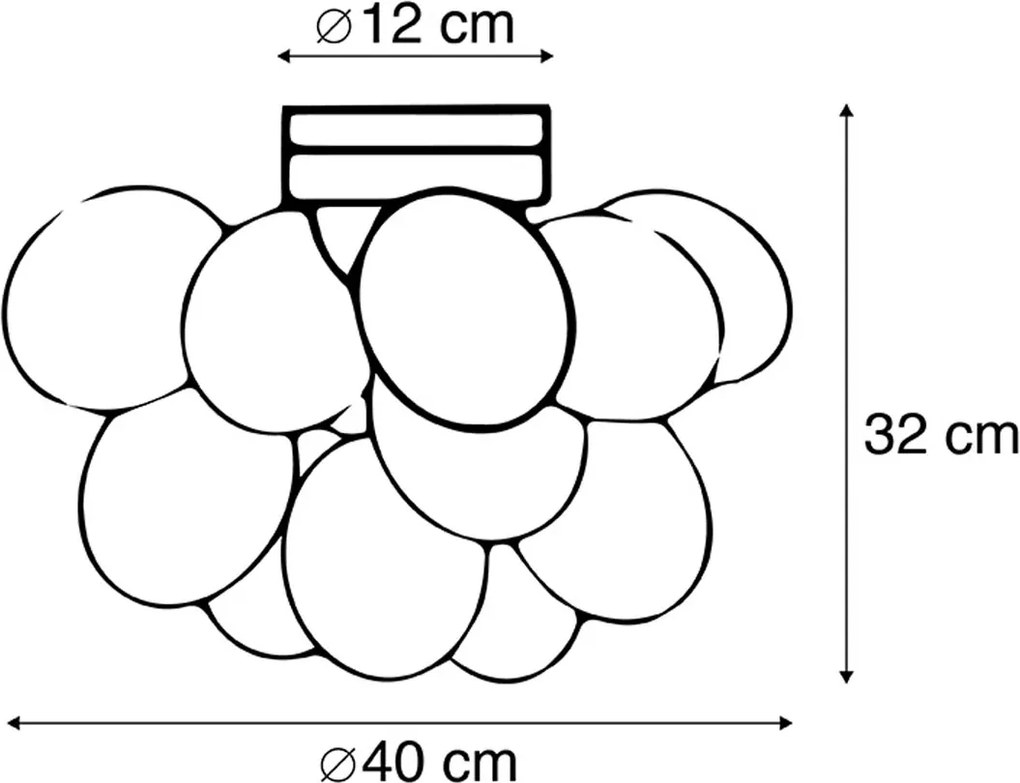 Chytré stropní svítidlo černé s jantarovým sklem vč. 4 Wi-Fi G9 - Uvas