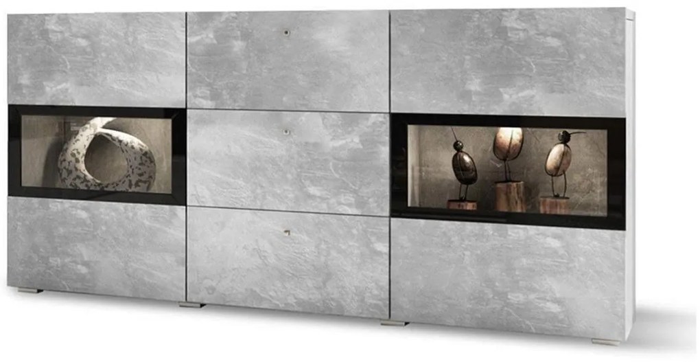 HELVETIA Komoda BAROS III světlý beton 132 x 70 x 39 cm