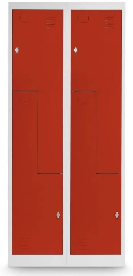 Rauman Kovová šatní skříň Z 80 x 50 x 180 cm, otočný zámek - červená
