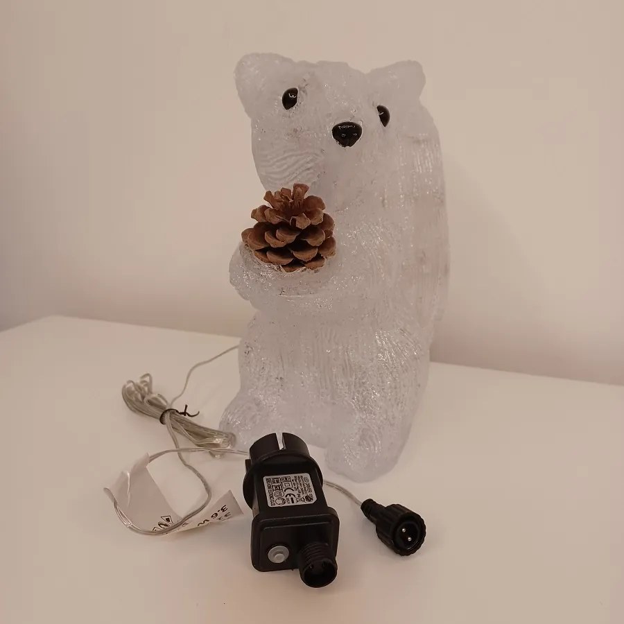 3D LED svítící veverka, 26 cm, akryl, venkovní, teple bílá, IP44