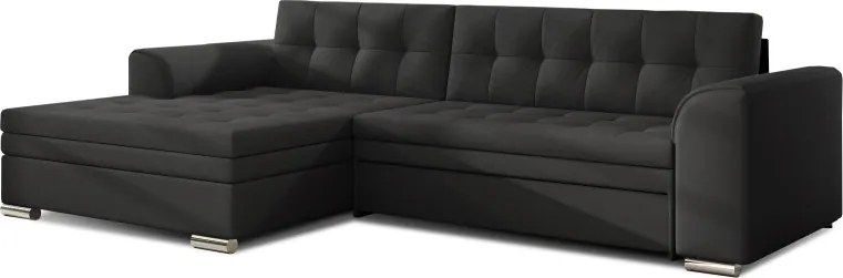 Rozkládací rohová sedačka FORTI pravý roh černá