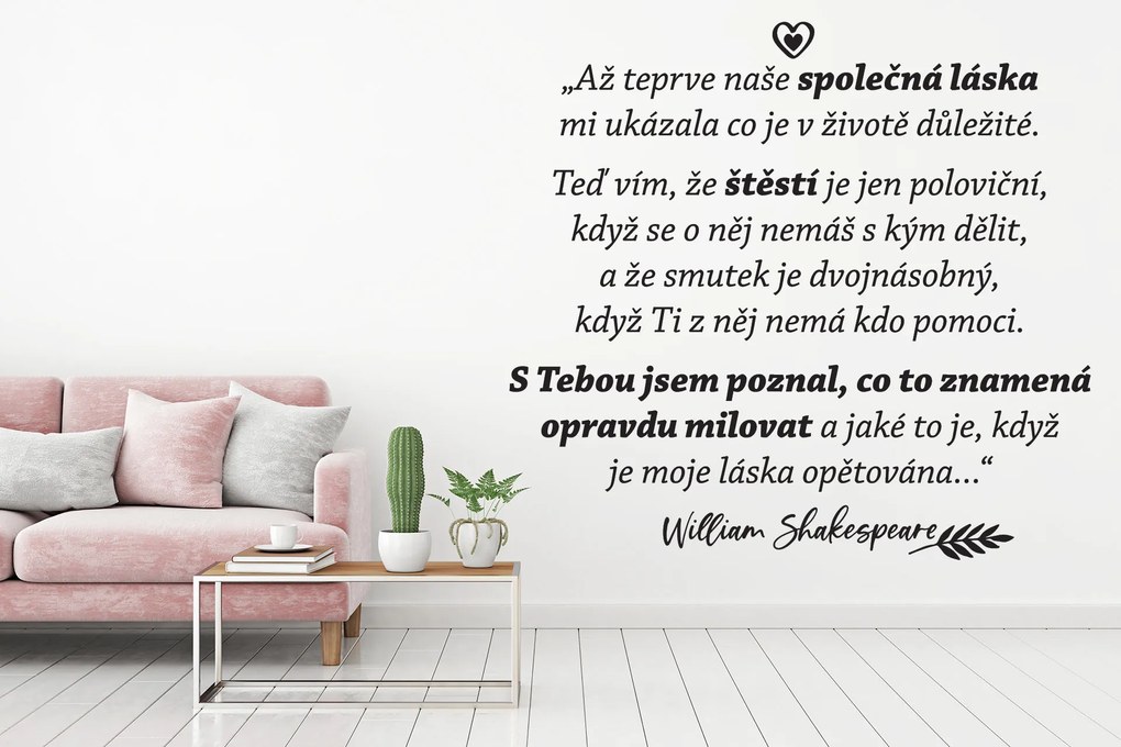 Samolepka na zeď Shakespeare - citát Barevná varianta: Mátová zelená, Velikost (šířka x výška): l29x120cm