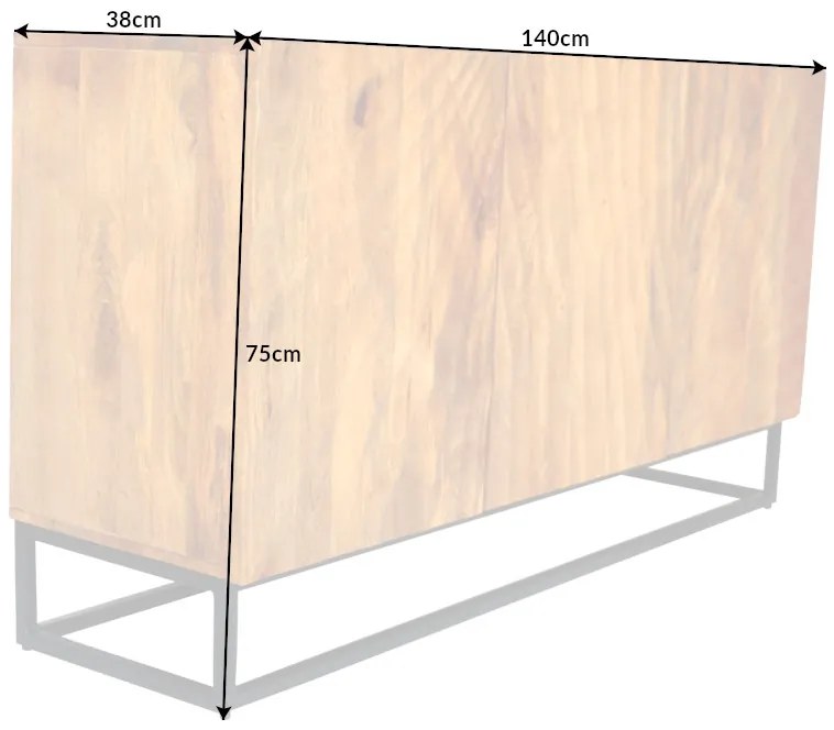 Designová komoda Shayla 140 cm hnědé mango - skladem