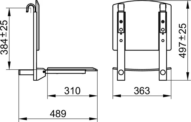 Keuco Plan Care - Sklápěcí sedátko 363x497x489 mm, pochromovaná/černošedá 34981010037