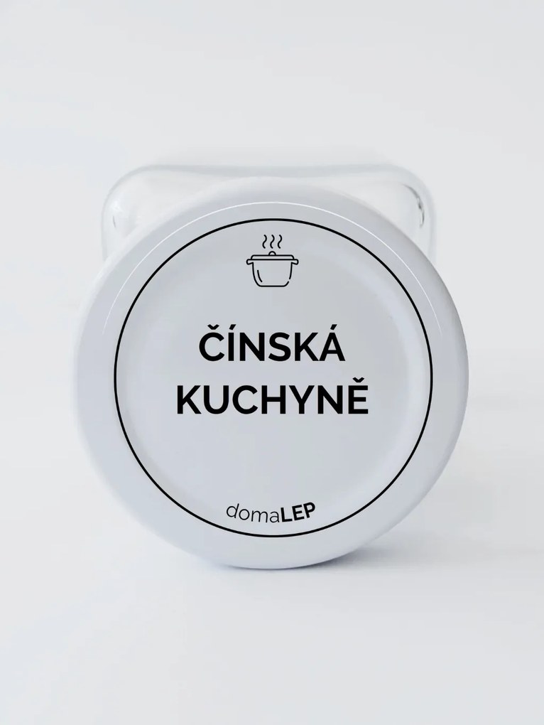 Samolepka na kořenky ČÍNSKÁ KUCHYNĚ průhledná 5 cm tučné písmo