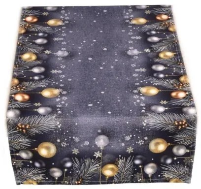 Forbyt Vánoční ubrus Jehličí a baňky 40x140 cm