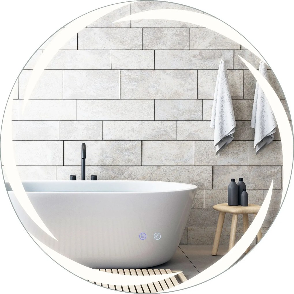 Costway 80 cm Kulaté LED Koupelnové zrcadlo Nevýbušné tvrzené sklo Nástěnné