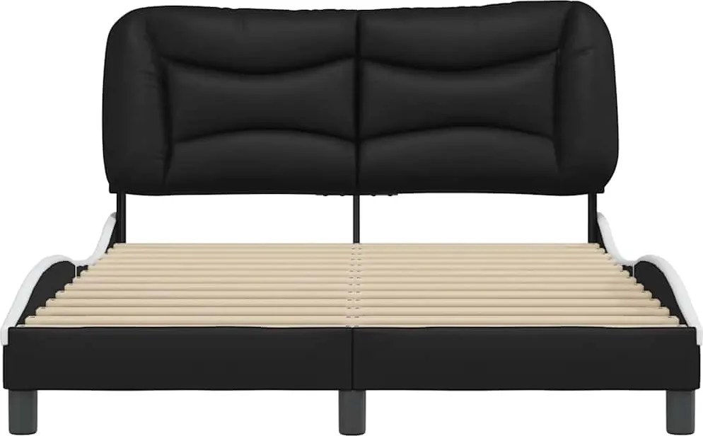 Rám postele bez matrace Hvar černý a bílý 120 x 200 cm umělá kůže 3207993