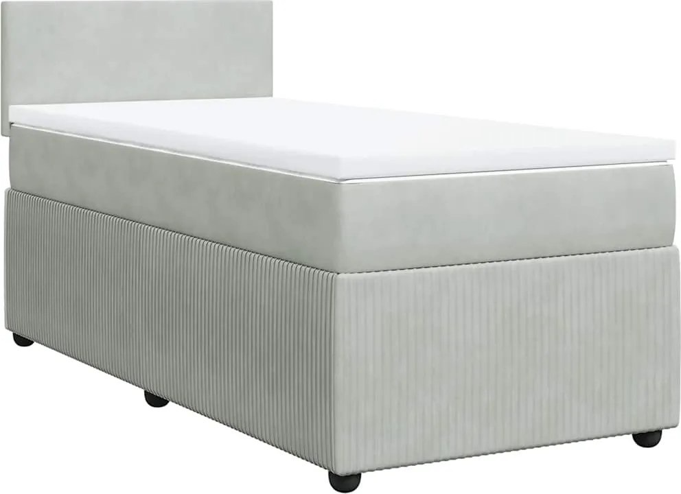 Box spring postel s matrací světle šedá 80 x 200 cm samet 3289884
