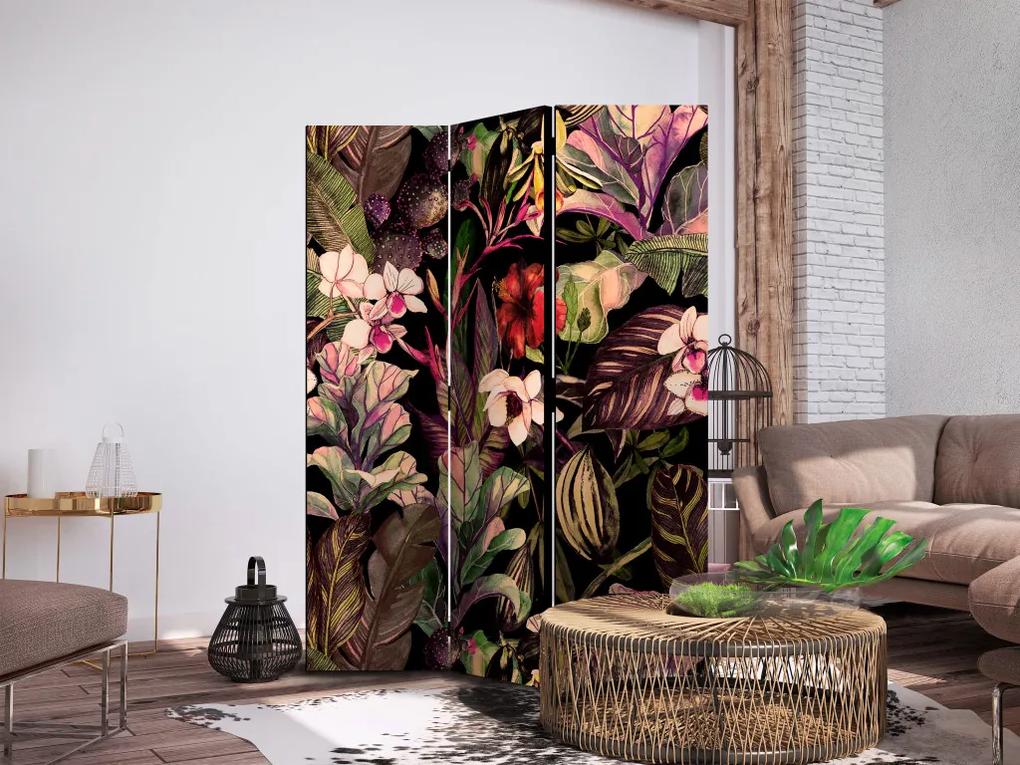 Pokojová zástěna Exotic Plants - Jungle Flower Motif Painted in Watercolor [Room Dividers]