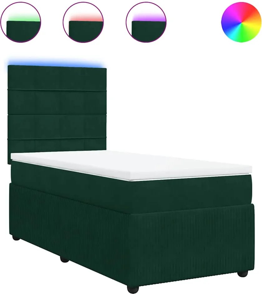 Box spring postel s matrací tmavě zelená 100x200 cm samet 3294565