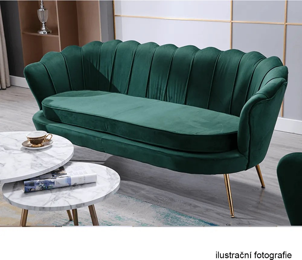 Lavice ve stylu Art-deco, smaragdová Velvet látka / gold chrom-zlatý, NOBLIN