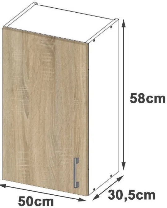 Horní kuchyňská skříňka LIMA W50 /580/ bílá / dub sonoma