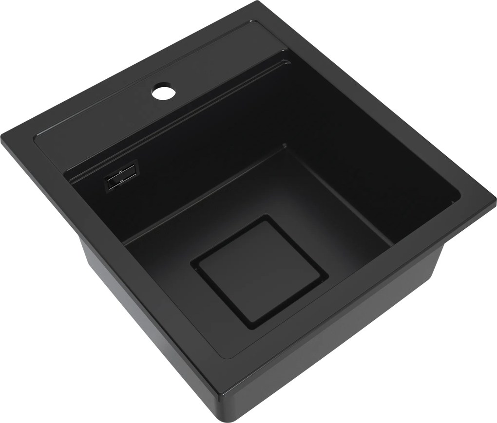 Gamma Quadro 4550, 1-komorový granitový dřez 450x495x220 mm, černá, GMA-ZLE000217