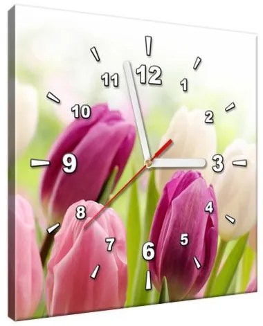 Tištěný obraz s hodinami Barevné jemné tulipány 30x30cm ZP2125A_1AI