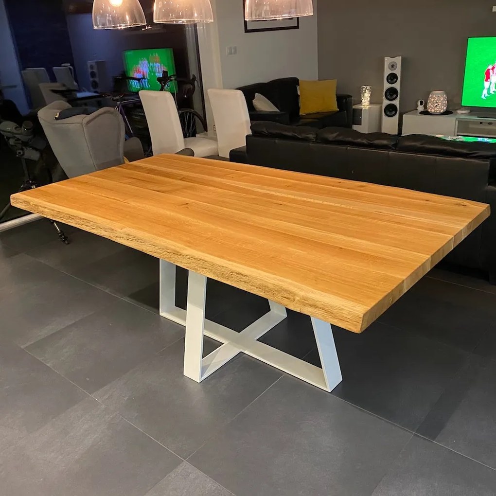 KULHÁNEK Designový jídelní stůl 180x95 cm Velikost desky: 180x95 cm, Odstín podnože: černá s jemnou strukturou - JS RAL 9005