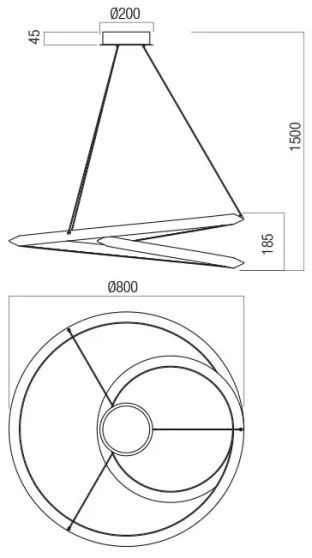 Redo 01-3377 - LED Stmívatelný lustr na lanku STORM LED/60W/230V zlatá