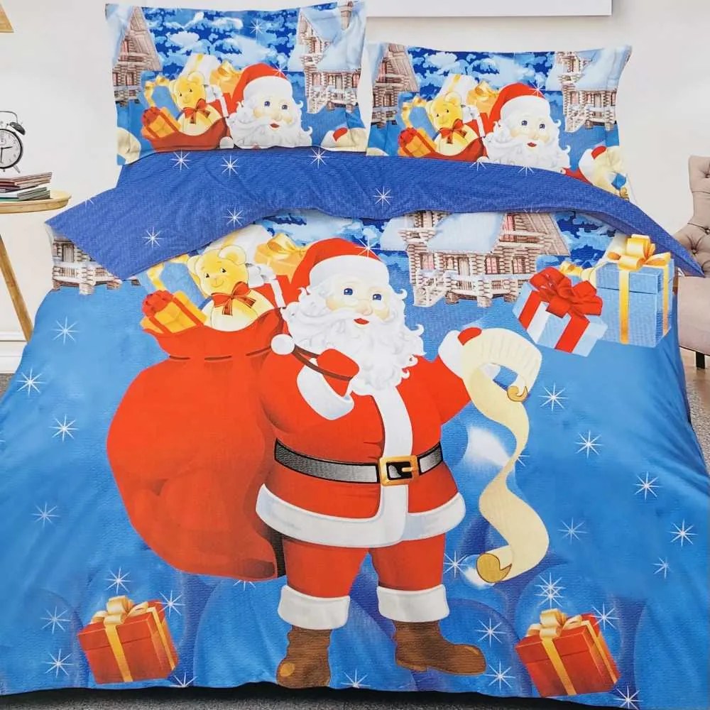 7DÍLNÉ VÁNOČNÍ POVLEČENÍ modré santa claus