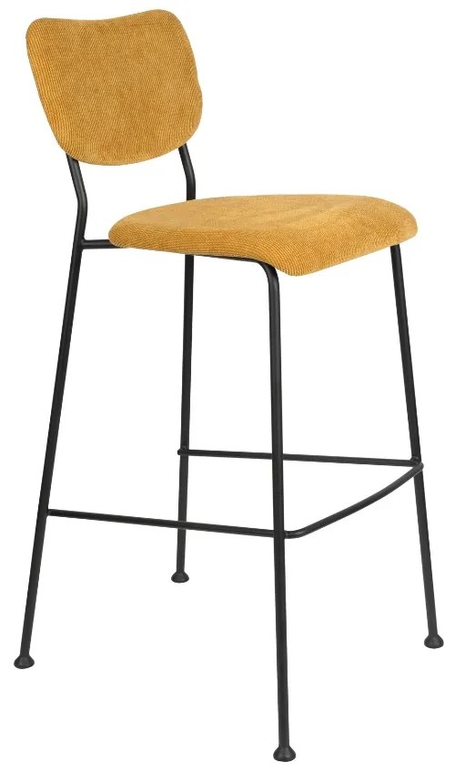 OnaDnes -20% Žlutá manšestrová barová židle ZUIVER BENSON 75,5 cm