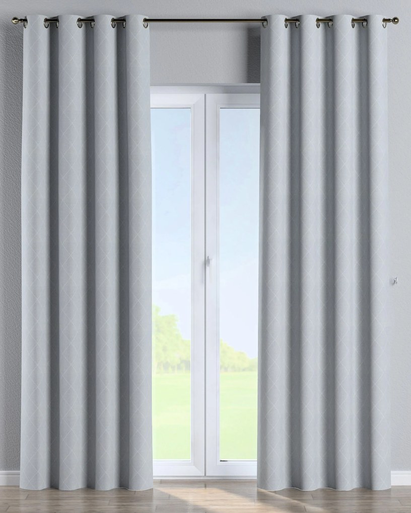Závěs na kroužcích barva šedá látka pletený vzor, vzorované