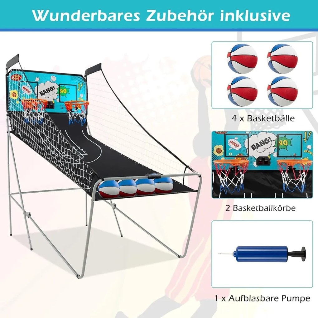 Costway 8 v 1 Basketbalový stroj Skládací elektrický basketbalový