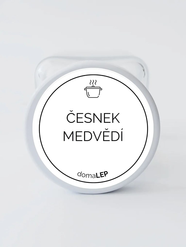 Samolepka na kořenky ČESNEK MEDVĚDÍ bílá 5 cm základní písmo