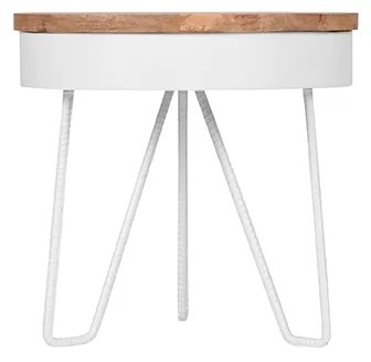 Bílý/přírodní mangový odkládací stolek Rafael