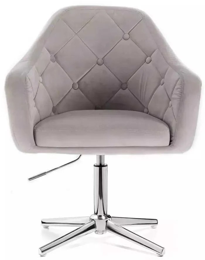 LuxuryForm DESIGN Otočné křeslo ANDORA VELUR na stříbrném kříži - světle šedé