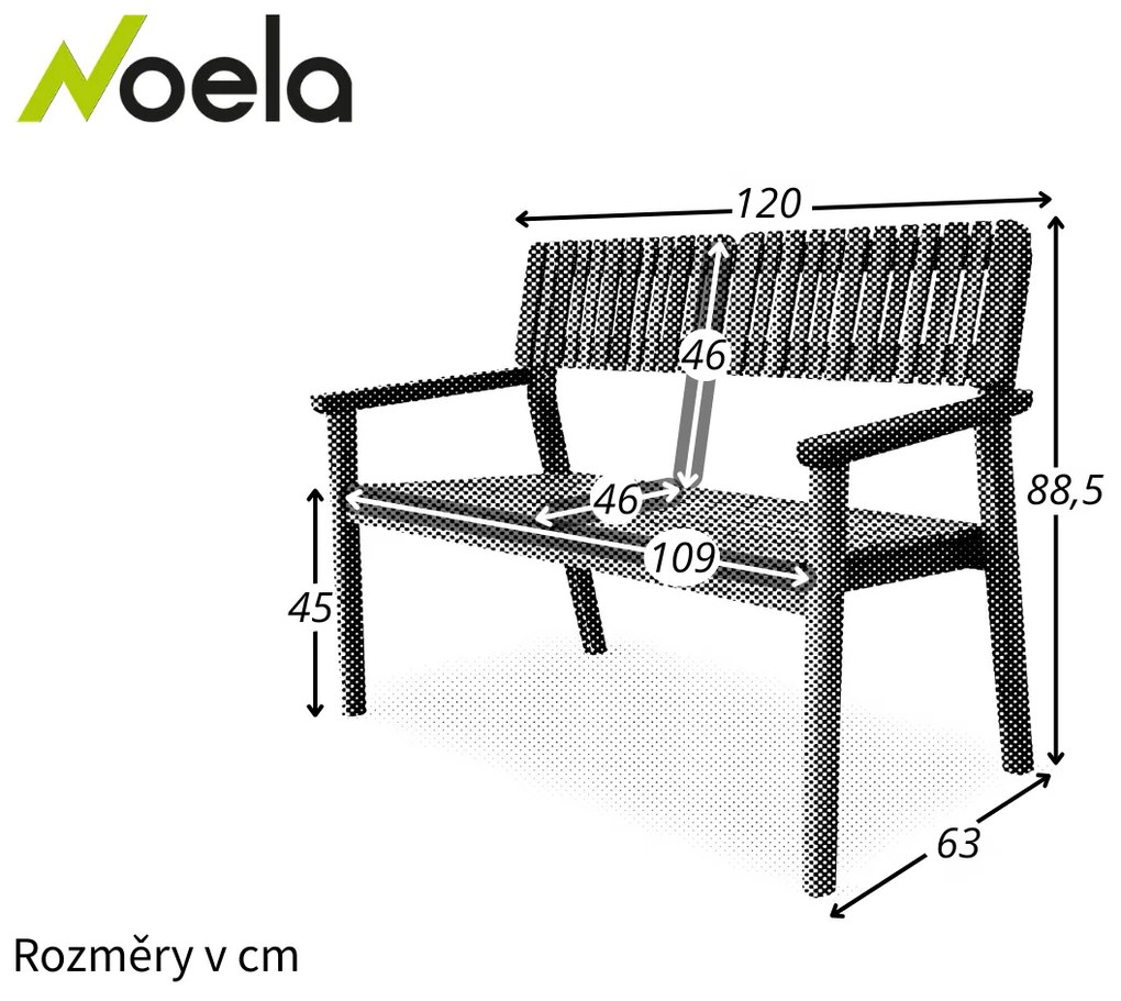 Noela Zahradní dřevěná lavička LUCY pro 2 osoby