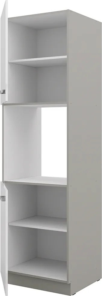 BIANCA sb | vysoká skříňka 60 DP-210 2F na vestavnou troubu | 60 cm | světle šedá/bílá lesk