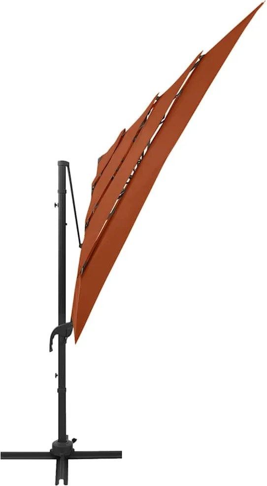 4stupňový zahradní slunečník hliníková tyč terakota 250x250 cm 313825