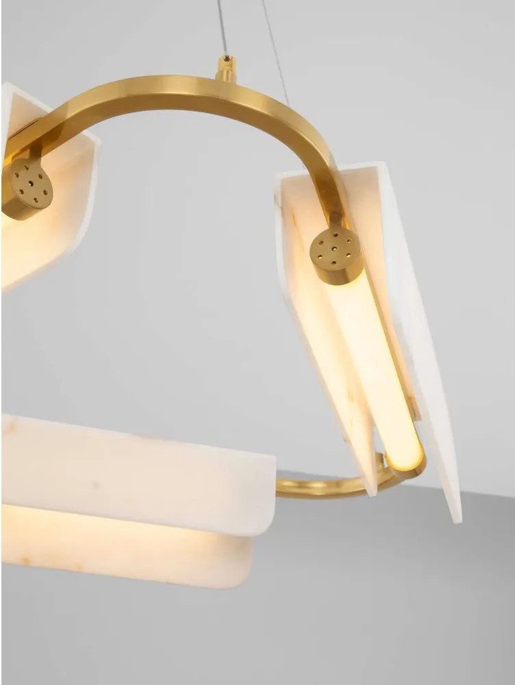 Krémové/v mosazné barvě LED stmívatelné závěsné svítidlo v dekoru mramoru ø 63 cm Aider – Nova Luce