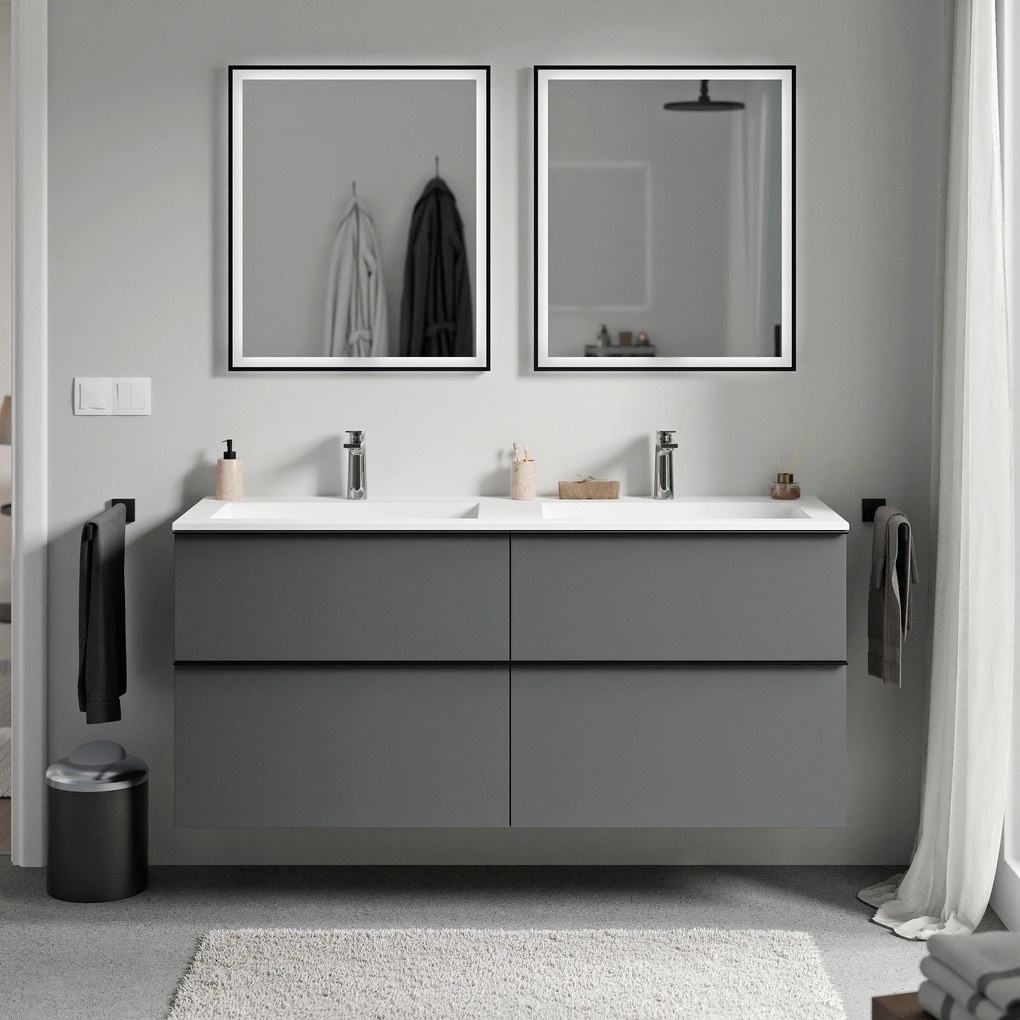 Koupelnová skříňka LAVOA 120 cm s umyvadlem z minerálního odlitku BRUXELLES
