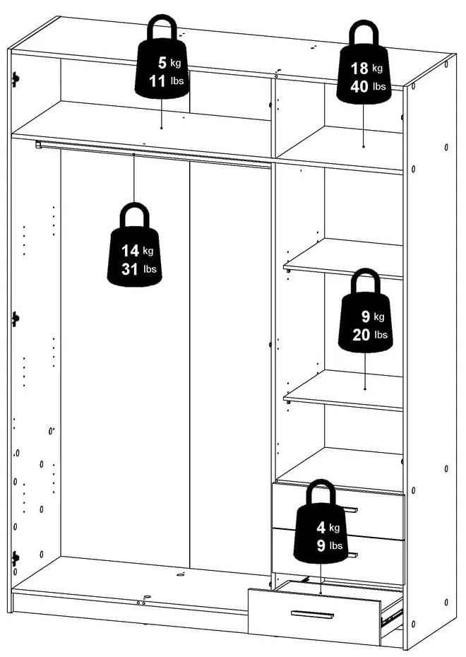 Bílá šatní skříň 147x200 cm Sprint – Tvilum