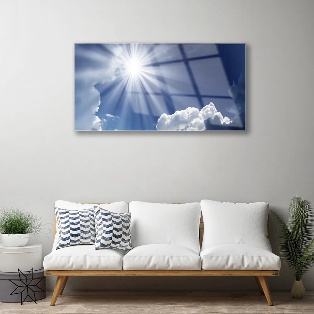Obraz na skle Slunce Krajina 120x60 cm