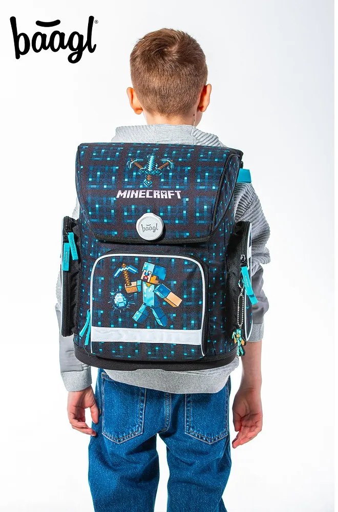 BAAGL Školní aktovka Ergo Minecraft Blue Axe