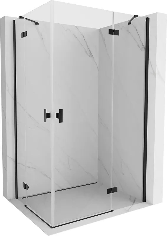 Mexen Mist-H Duo, 2-křídlý ​​výklopný sprchový kout 85 x 120 cm, čiré sklo, černý profil, 8A5-085L-120P-70-00