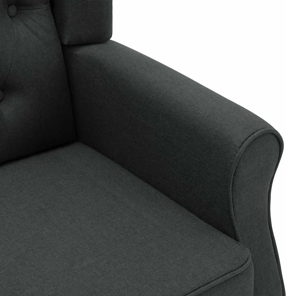 Křeslo s podnožkou tmavě šedé textil 320152