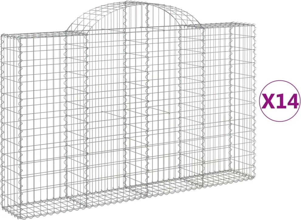 Klenuté gabionové koše 14ks 200x30x120/140cm pozinkované železo 3146143