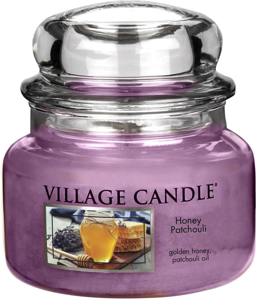 VILLAGE CANDLE Svíčka ve skle Honey Patchouli - malá, fialová barva, sklo, vosk