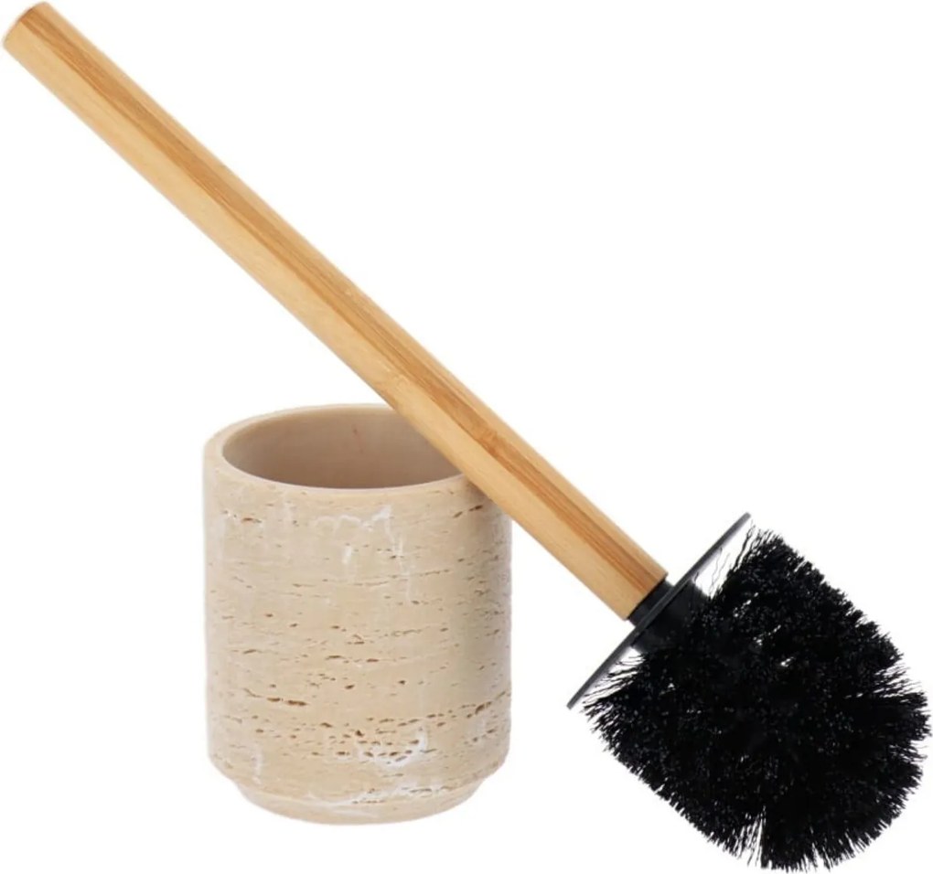 WC štětka Arva, krémová/s dřevěnými prvky