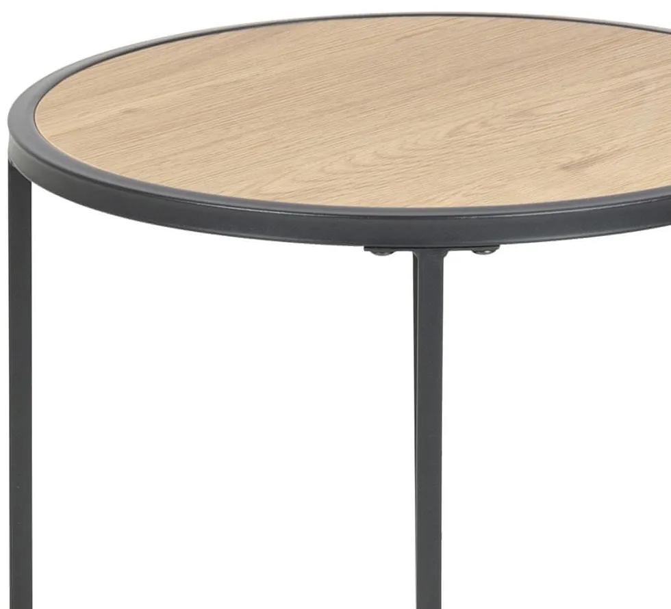 Design scandinavia Noční stolek kulatý Seashell, 45 cm, dub