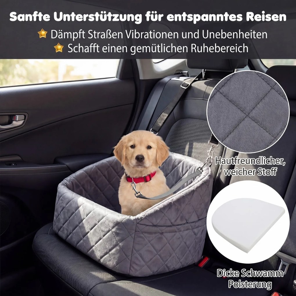 Costway Autosedačka pro psa pro malé/střední psy Měkká autosedačka pro psa
