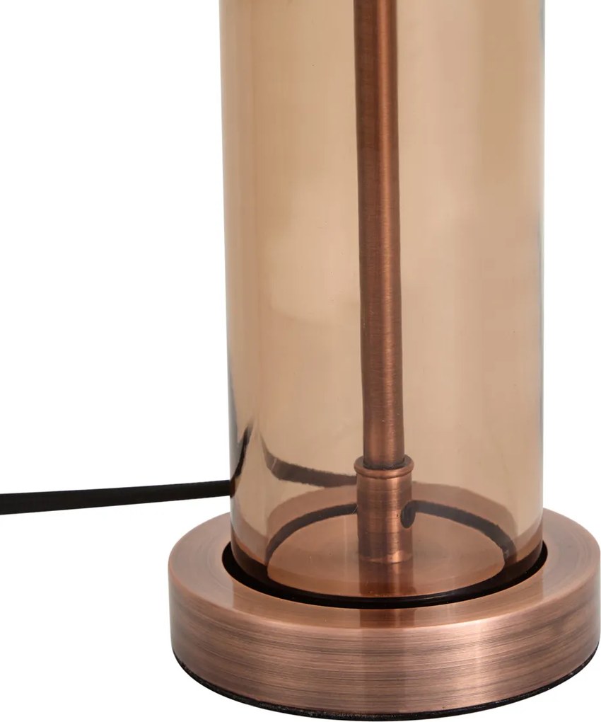 Elegantní hotelová stolní lampa tmavě bronzová s hnědým sklem - Amara