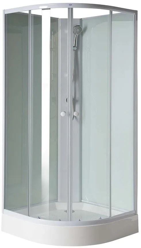 Aqualine Aqualine AIGO čtvrtkruhový sprchový box 900x900x2060 mm, bílý profil, čiré sklo