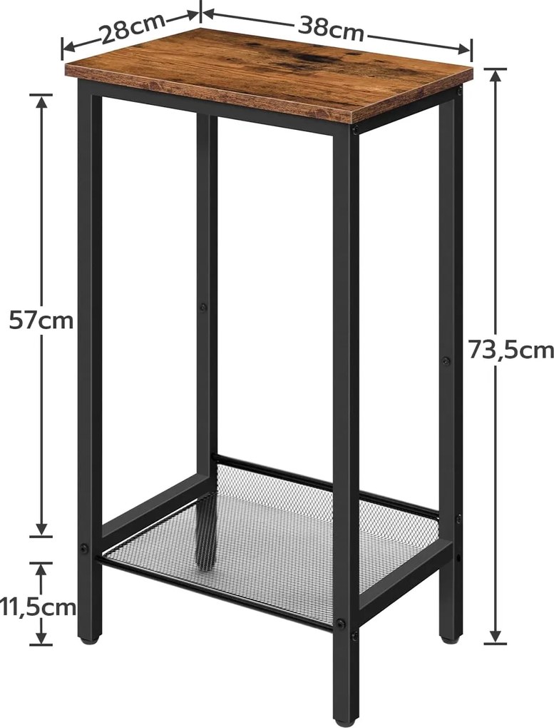 Odkládací stolek Vasagle Nino 38 cm černý/hnědý