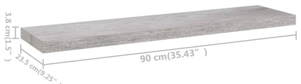 vidaXL Plovoucí nástěnné police 4 ks betonově šedé 90x23,5x3,8 cm MDF